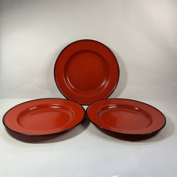 Poland | Kitchen | Vintage Hula Silesia Poland Red Enamelware Plates ...